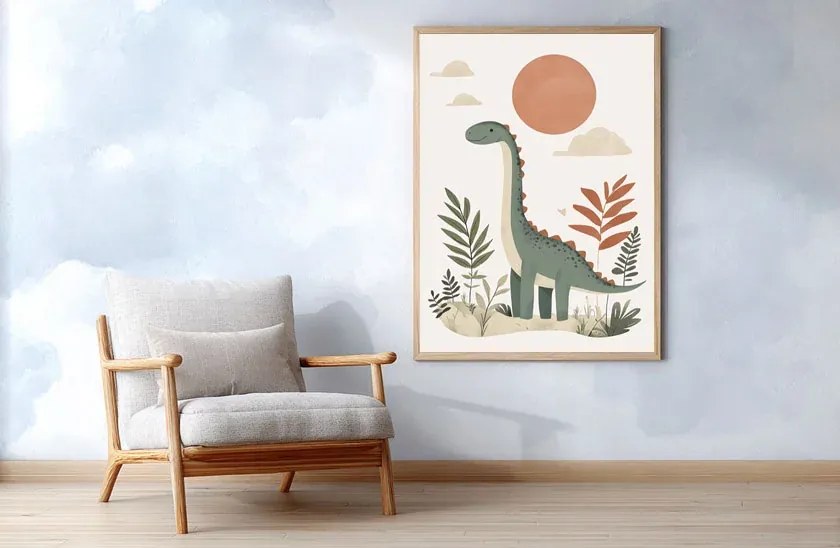 Dinosauří dobrodruh - obraz - Přátelský dinosaurus v přírodě 73 - A3 – 297 × 420 mm - 259 Kč