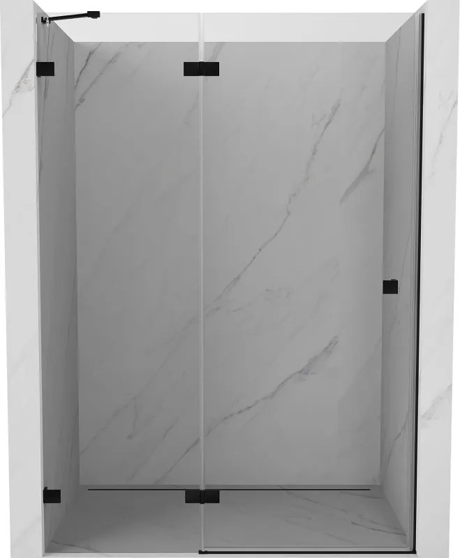 Mexen, Mexen Lunar levé výklopné sprchové dveře 130 cm, transparentní, černé - 834-130-000-70-00-L