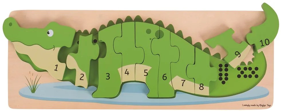 Bigjigs Toys Vkládací puzzle krokodýl s čísly
