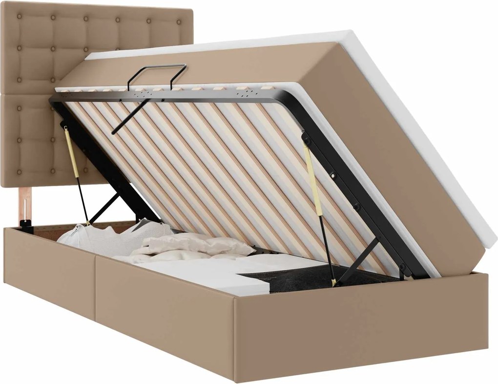 Postel s úložným prostorem Cappuccino 100 x 200 cm Umělá kůže 3371656