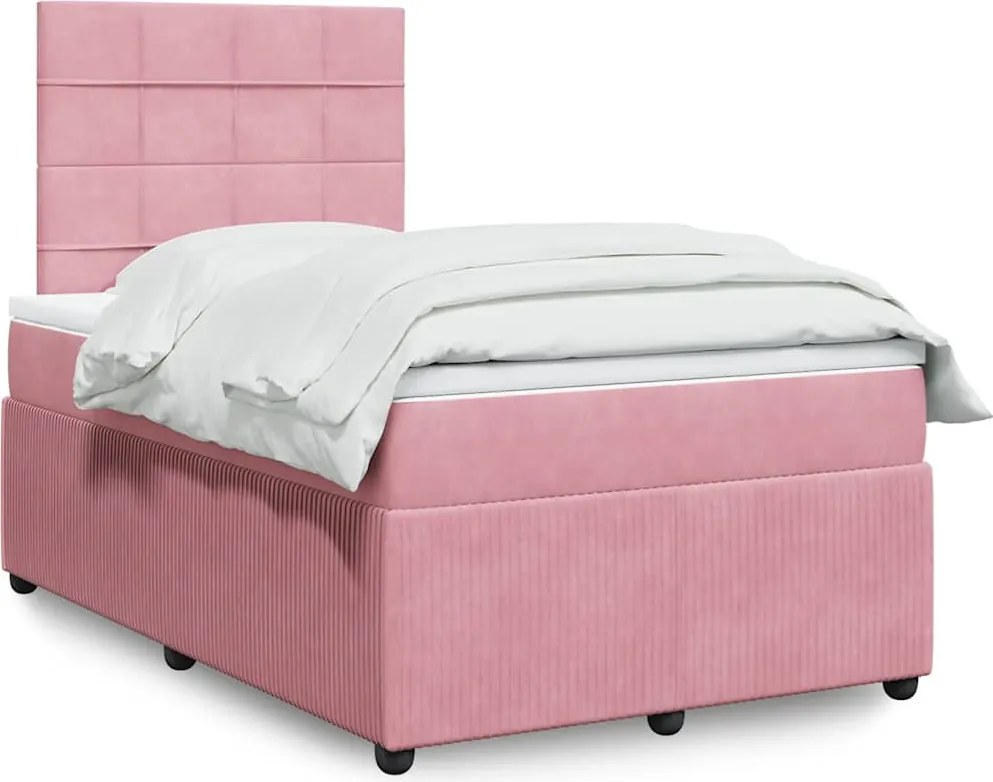 Box spring postel s matrací růžová 120x190 cm samet 3294591