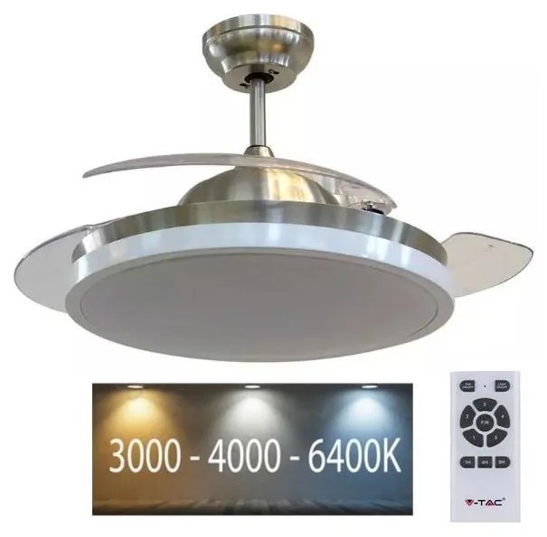 V-Tac LED Stropní svítidlo s ventilátorem LED/30W/230V 3000/4000/6400K + DO VT0541