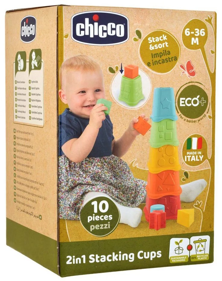 CHICCO Pohárky stohovací barevné Eco+ 6m+