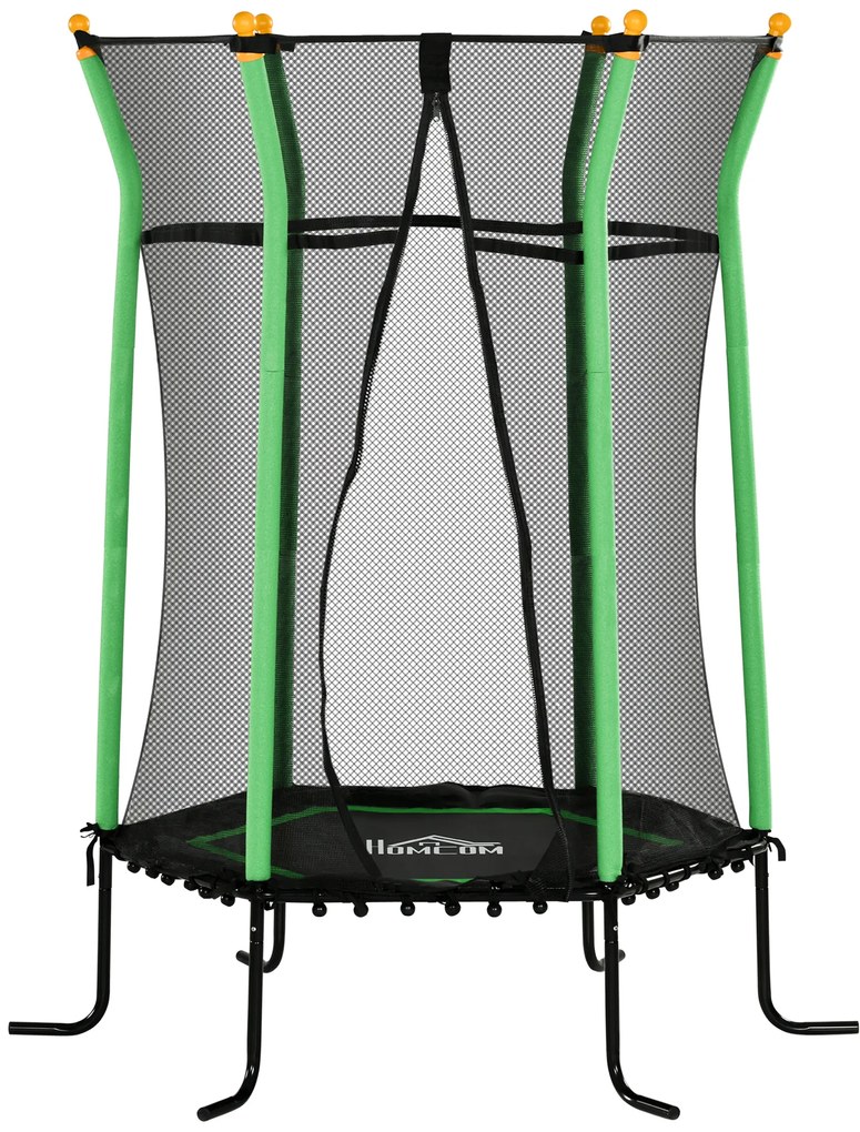 HOMCOM Dětská trampolína Ø163,5 cm, vnitřní trampolína s bezpečnostním síťovým krytem okraje gumové lano, dětská trampolína do 50 kg, pro děti 3-10 l…