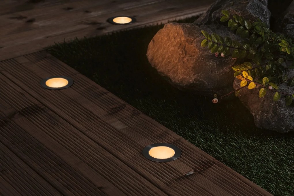 P 94721 AKCE - Plug & Shine LED zemní svítidlo Floor samostatné svítidlo neláká hmyz IP67 2200K 2W stříbrná - PAULMANN