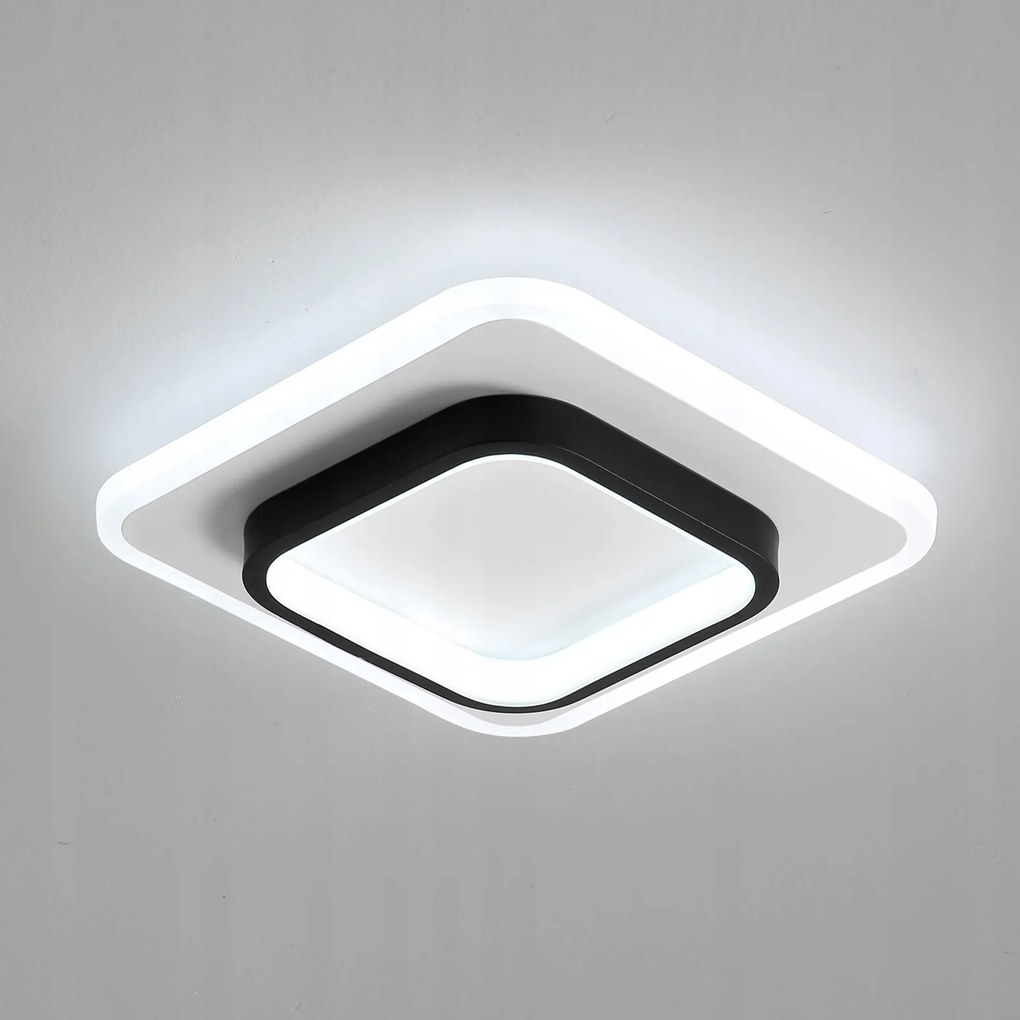 Lampa Sufitowa Led Czarna Plafon Biały Nowoczesna Do Salonu 1400LM 6500K