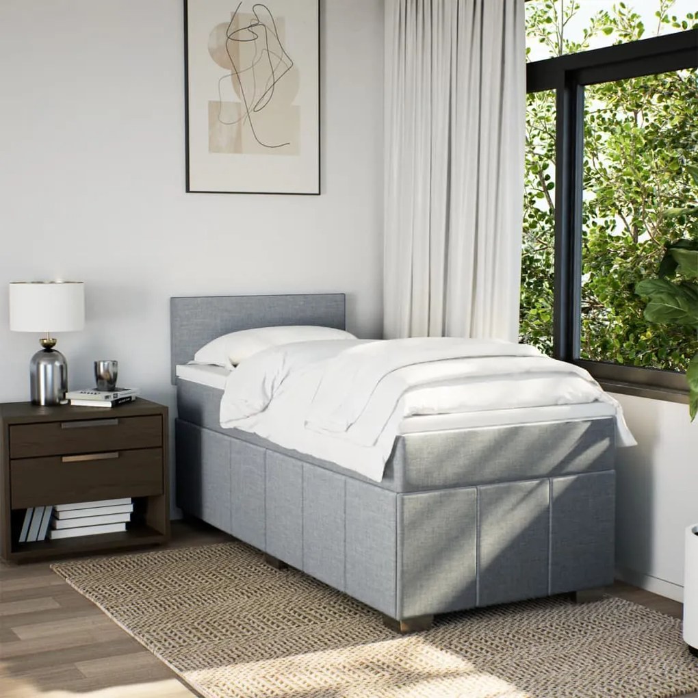 Box spring postel s matrací světle šedá 80 x 200 cm textil 3289188