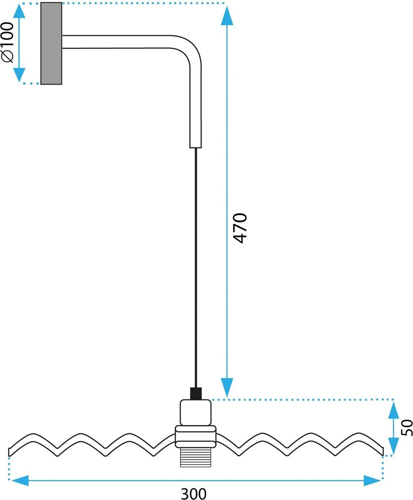 Toolight Toolight, nástěnné svítidlo 30cm APP1355-1W, černá, OSW-05665