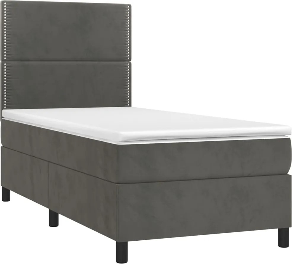 Box spring postel s matrací tmavě šedá 100x200 cm samet 3142948