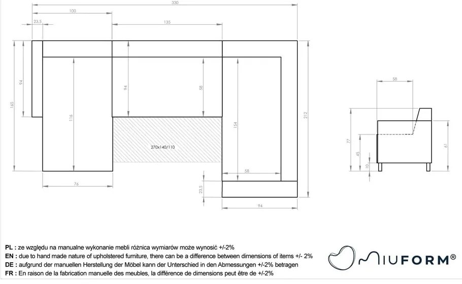 Béžová rozkládací/s úložným prostorem rohová pohovka (pravý roh/do "U") Classy Sophie – Miuform