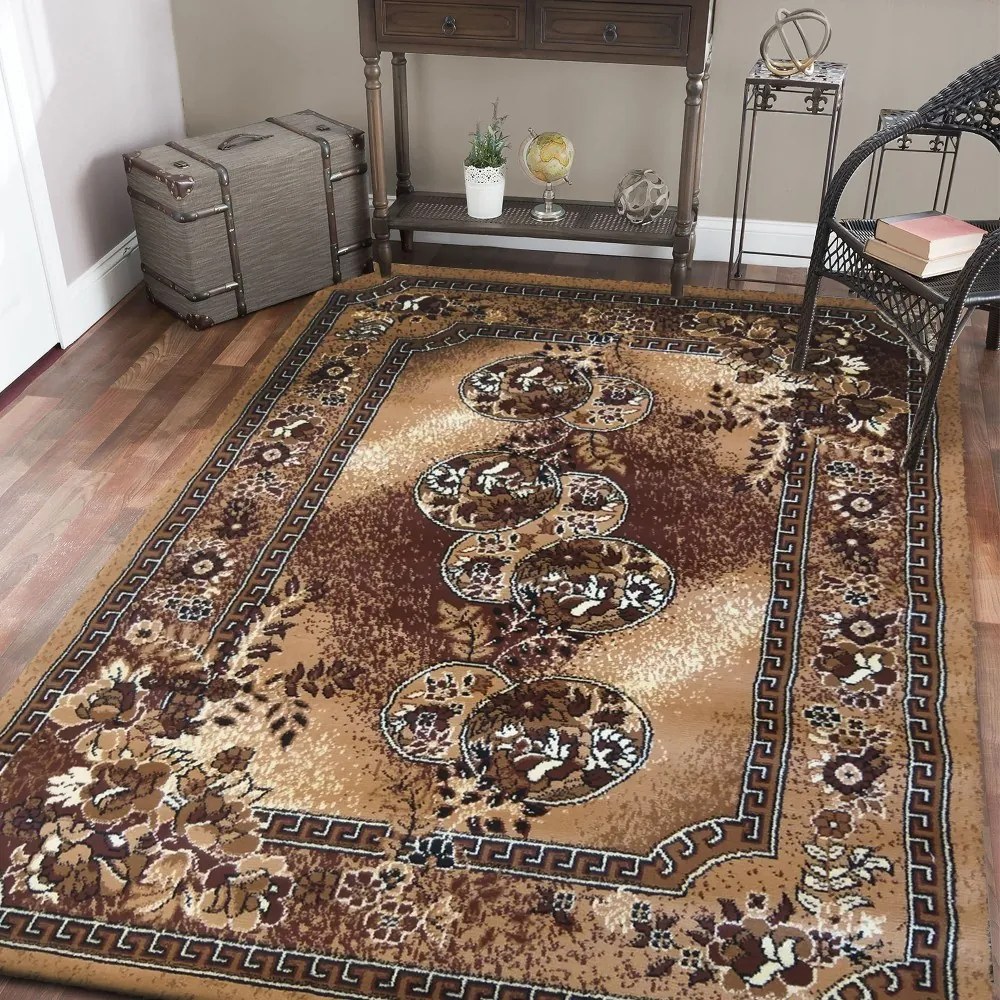 Originální vintage koberec v hnědé barvě Šířka: 90 cm | Délka: 310 cm