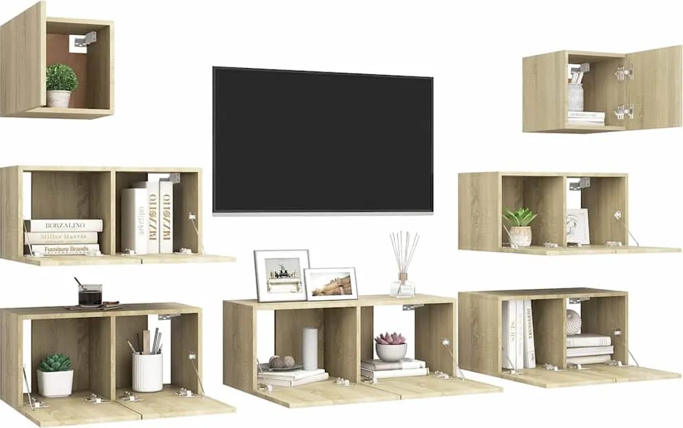 7dílný set TV skříněk dub sonoma kompozitní dřevo 3079027