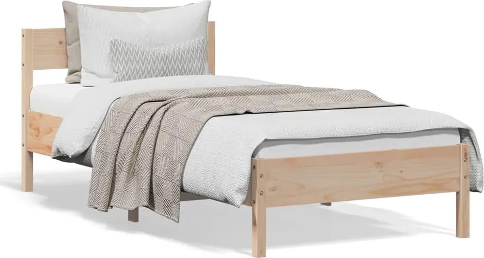 vidaXL Rám postele s čelem 90 x 200 cm masivní borové dřevo [842762] Barva: Hnědá