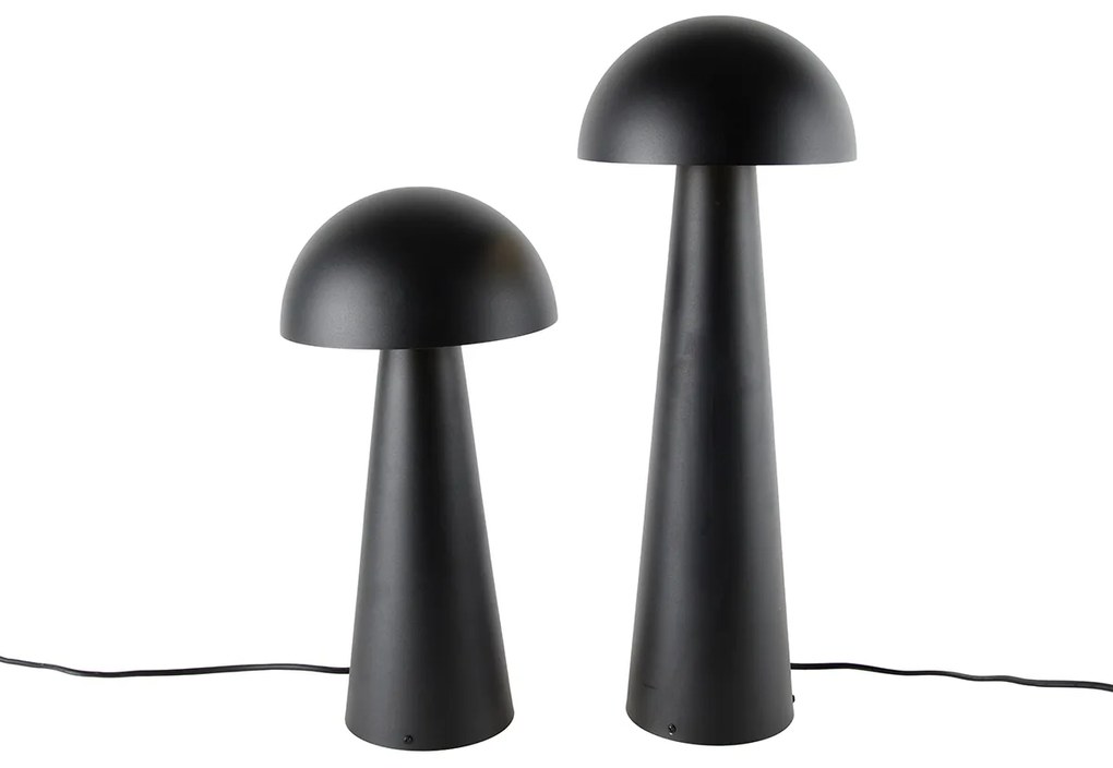 Sada 2 chytrých venkovních stojacích lamp černá 50 cm a 65 cm vč. Wifi A60 - Mushroom