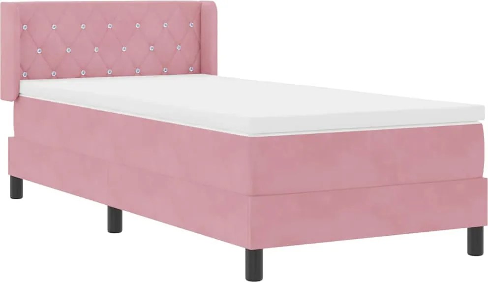 Postel s boxspringem s čelo Růžová 200 x 100 cm samet 3341407