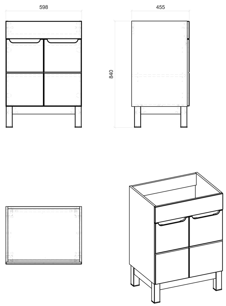 Koupelnová stojící skříňka pod umyvadlo BALI šedá 60 cm