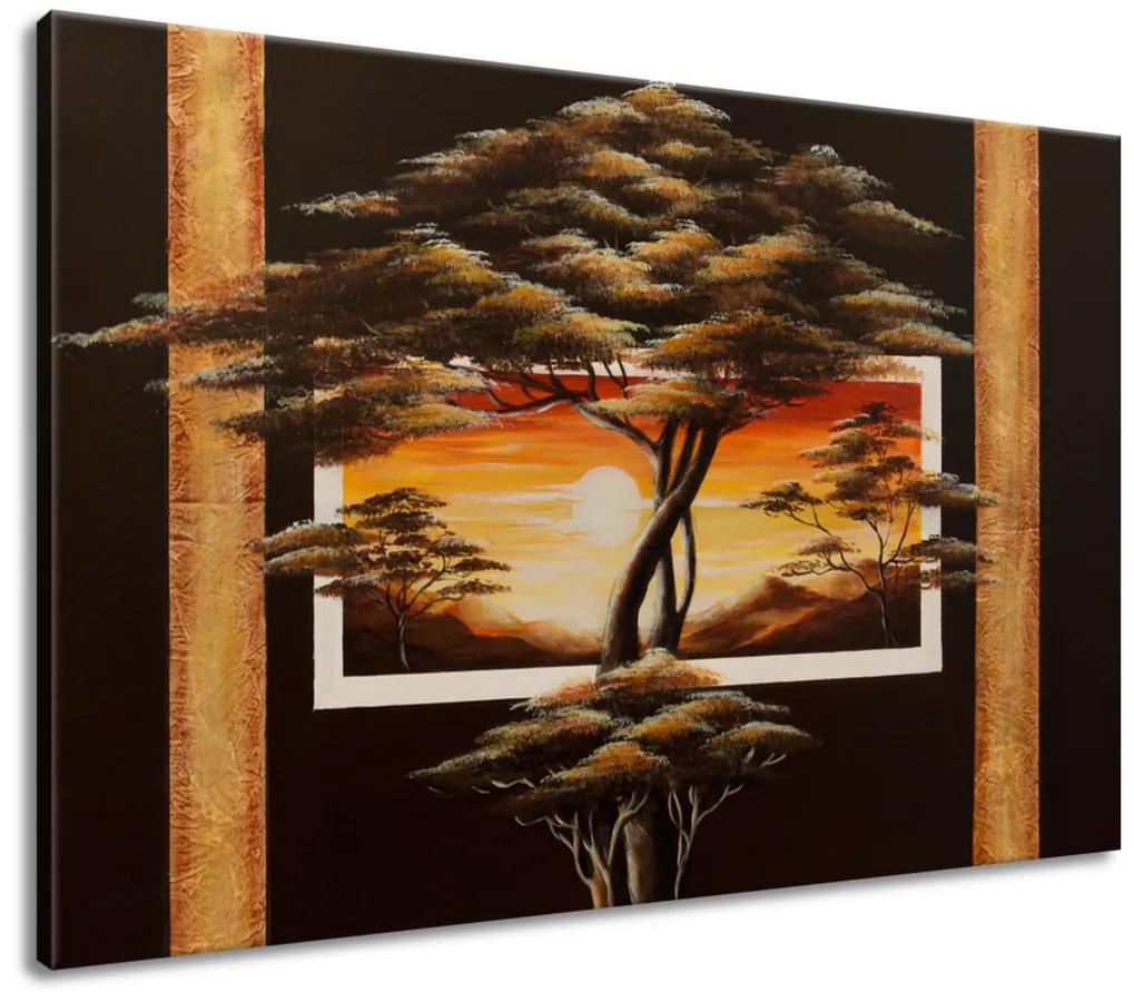 Gario Ručně malovaný obraz Africká země a stromy Rozměry: 100 x 70 cm