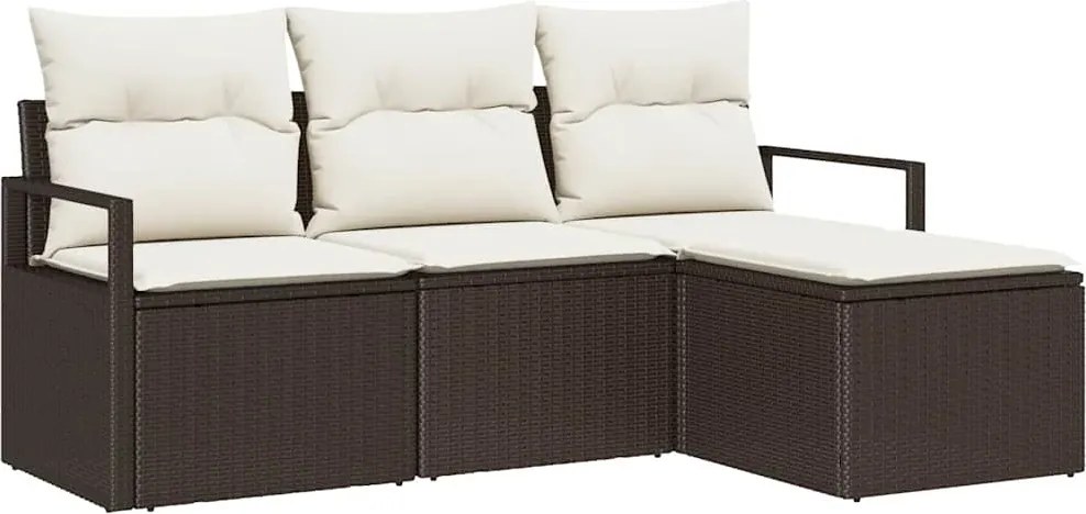 Set pohovek 4 ks Hnědá polyratan 3346328