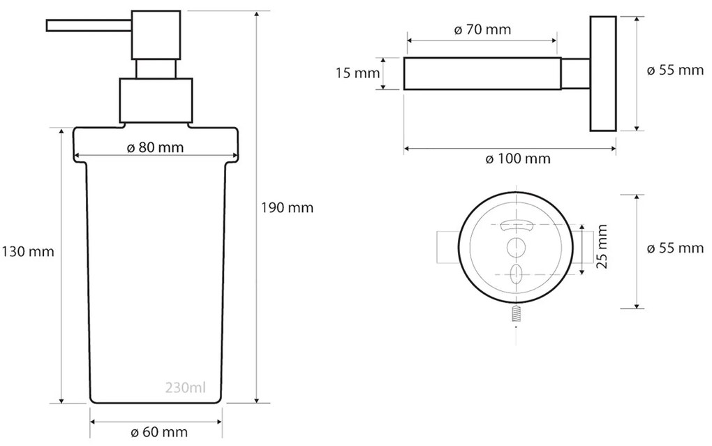 Sapho X-STEEL dávkovač mýdla 230ml, mléčné sklo, nerez mat - XS101