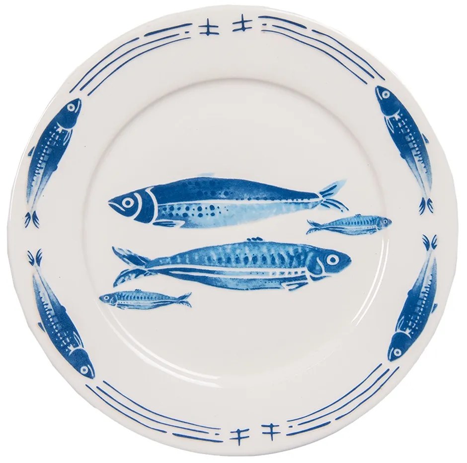 Porcelánový jídelní talíř s rybkami Fish Blue - Ø 26*2 cm