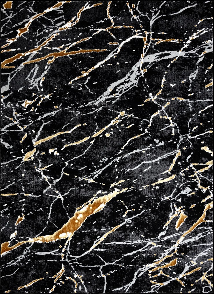 Dywany Łuszczów, Kusový koberec Allure 1963 black/gold, 240x330, černá, kancelář
