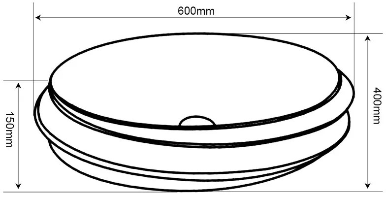 BPS-koupelny Keramické umyvadlo na desku HYD-YO-WH-GL-LN-600 60x40 cm, bílé/zlatý proužek