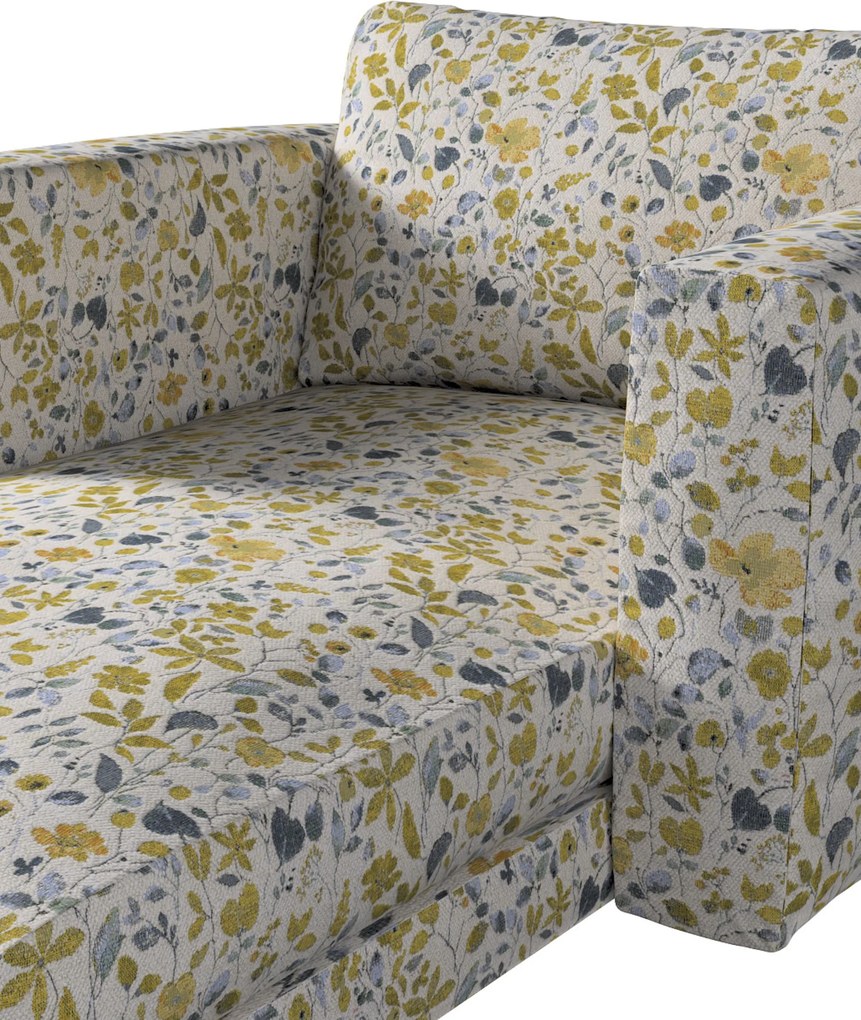 Potah na IKEA Norsborg šezlong s loketními opěrkami barva žlutá látka pletený vzor, vzorované