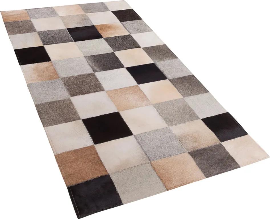 Hnědý kožený patchwork koberec 80x150 cm SOKE