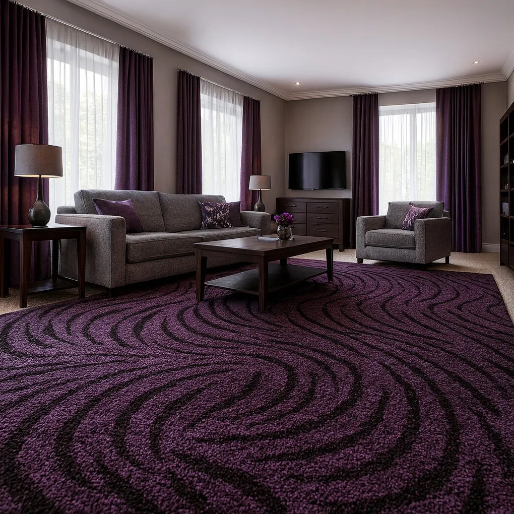 ITC, Metrážový koberec Spring 6470, na míru, šíře 4m,5m, fialová, filc, ložnice