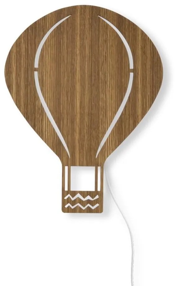 ferm LIVING Dětská nástěnná lampa Balloon Smoked Oak, přírodní barva, dřevo