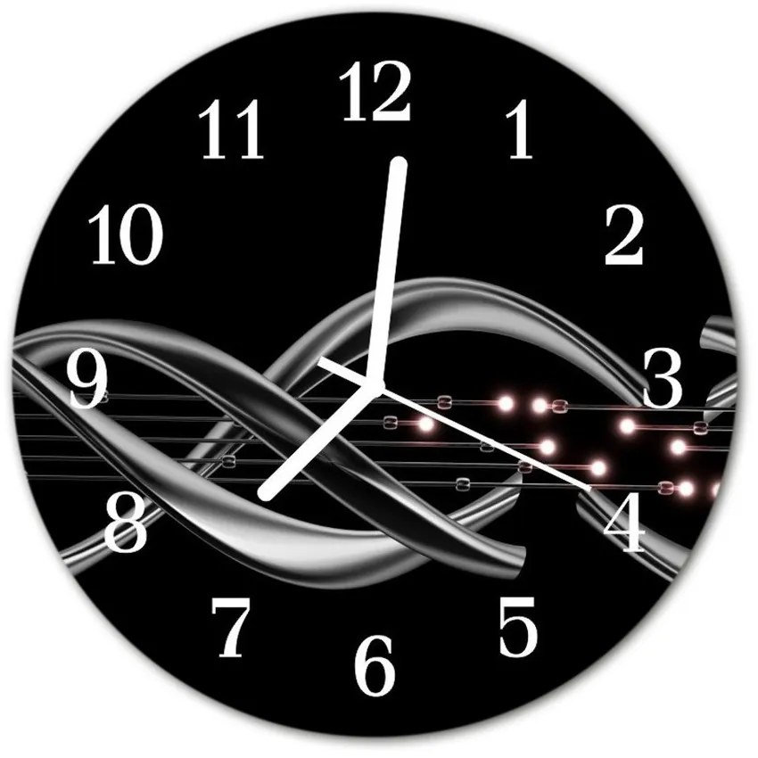 Nástenné skleněné hodiny abstrakce fi 30 cm
