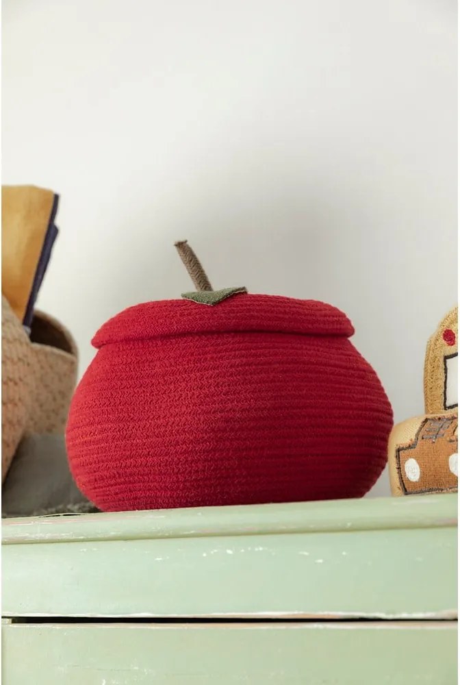 Červený látkový dětský koš na hračky ø 28x20 cm Apple – Lorena Canals