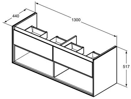 Ideal Standard Connect Air Skříňka pod dvojumyvadlo, 130 cm, šedý dub E0831PS
