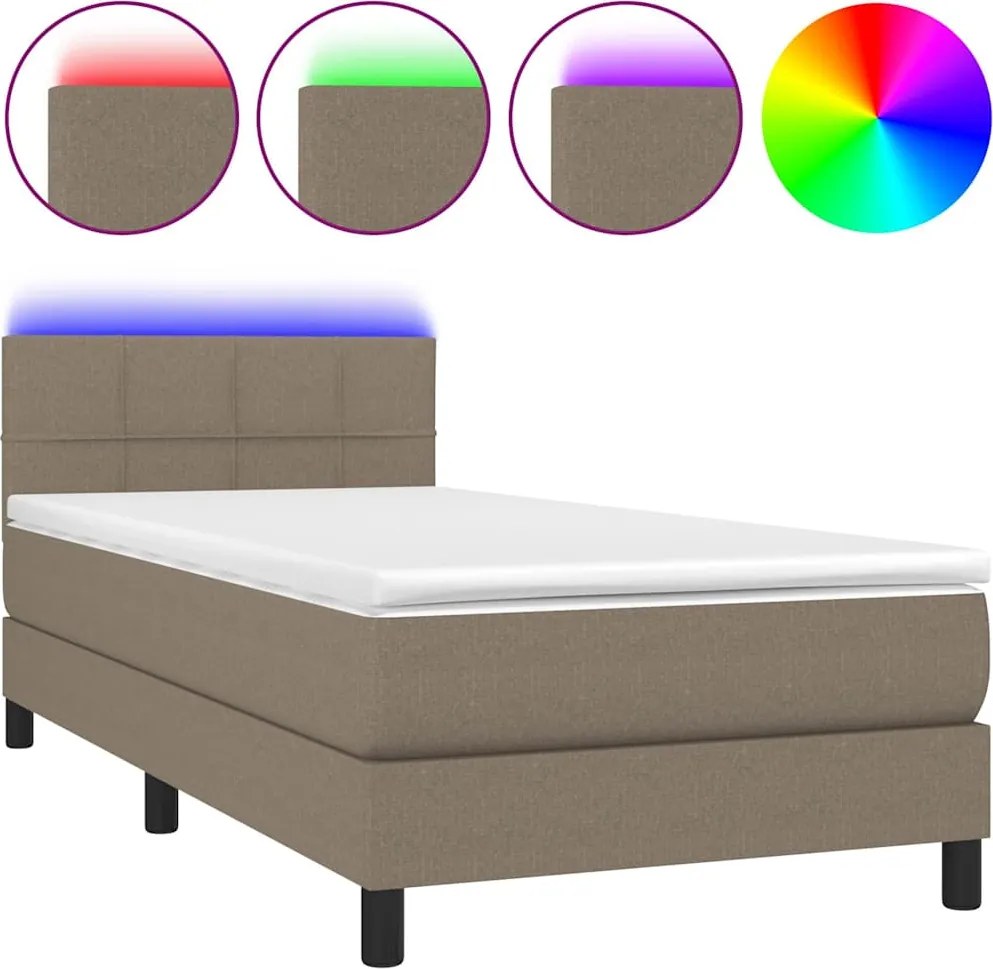 Box spring postel s matrací a LED taupe 90x200 cm textil 3133129