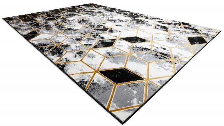 Dywany Łuszczów, Kusový koberec Gloss 409A 82 3D cubes black/gold/grey, 240x330, černobílá, kancelář