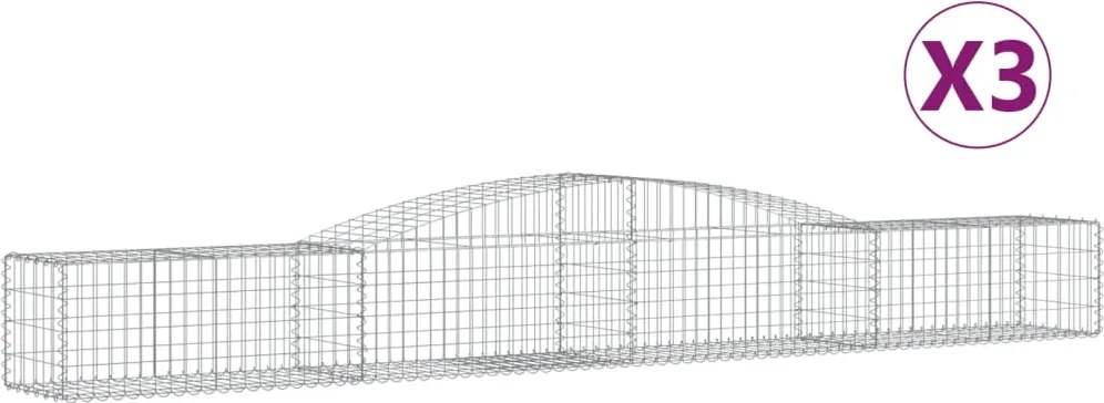 Klenuté gabionové koše 3 ks 400x50x40/60 cm pozinkované železo 3146958