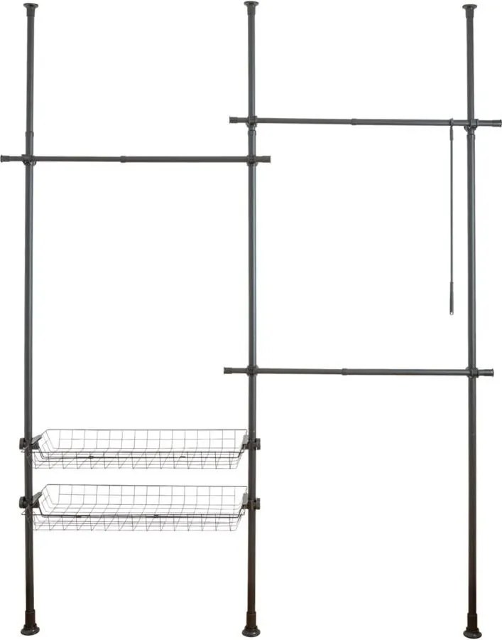 Teleskopický šatní systém HERKULES BASIC, dvojitý, černý, WENKO