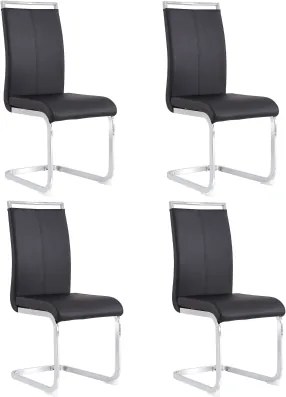 Aosom Jídelní židle, sada 4 kusy, kovový rám, ergonomický design, 43x54x100 cm, černá