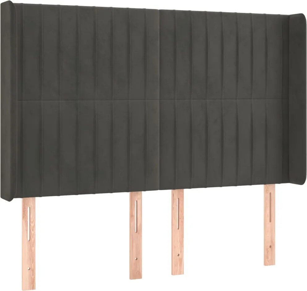 Box spring postel s matrací a LED tmavě šedá 140x200 cm samet 3139686