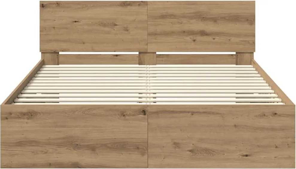 Rám postele s čelo Artisanový dub 140 x 190 cm Kompozitní dřevo 3403572
