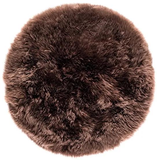 Hnědý koberec z ovčí kožešiny Royal Dream Zealand, ⌀ 70 cm