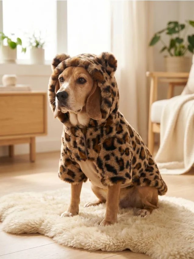 Sinsay - Obleček pro psa s kapucí v leopardím vzoru - hnědá