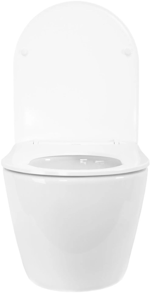 Rea Carlo Mini, závěsná WC mísa 490x365x370mm, Rimless Tornado NF + toaletní WC sedátko, bílá lesklá, REA-C1260