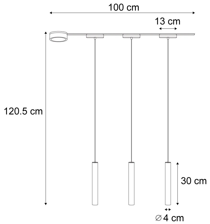 Moderní kolejnicový systém se 3 černými závěsnými světly 1-fázový - Magnetic Cassie