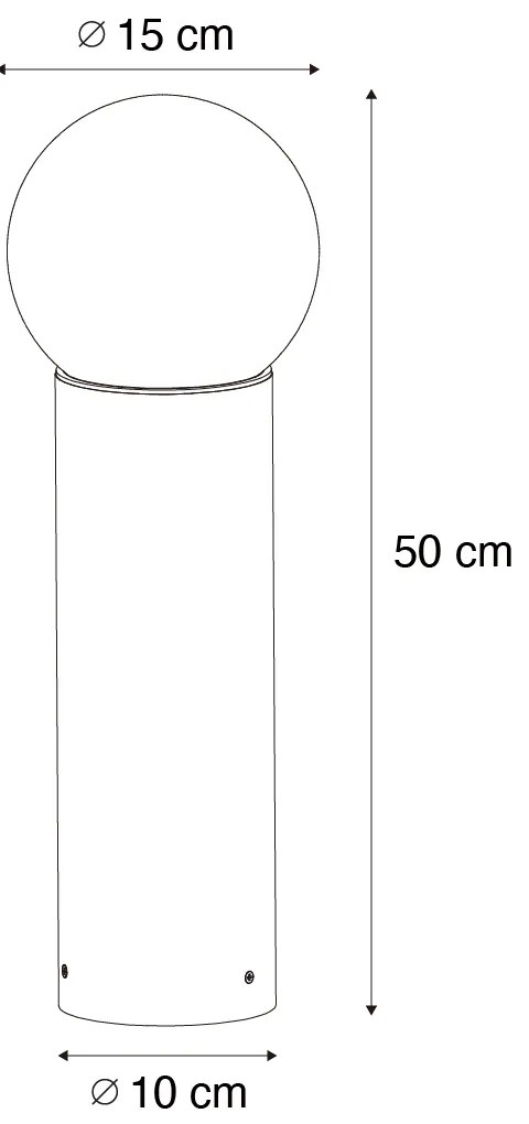 Venkovní stojací lampa černá s opálovým sklem 50 cm IP44 - Huma