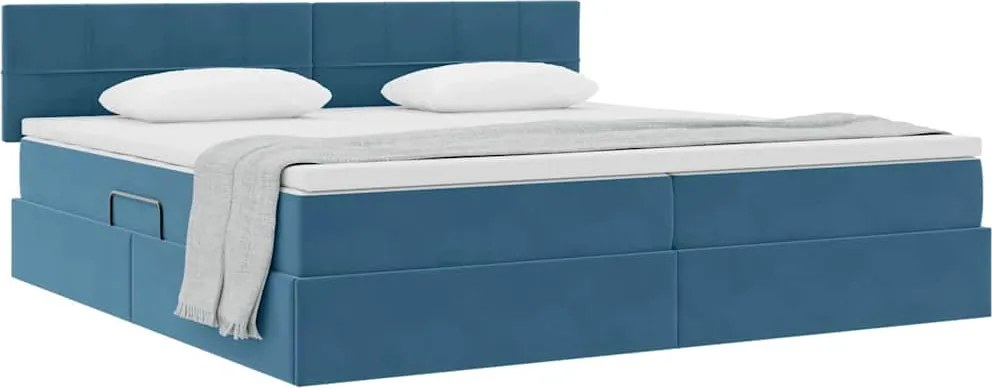 Postel s úložným prostorem Tmavě modrá 200 x 200 cm samet 3370783