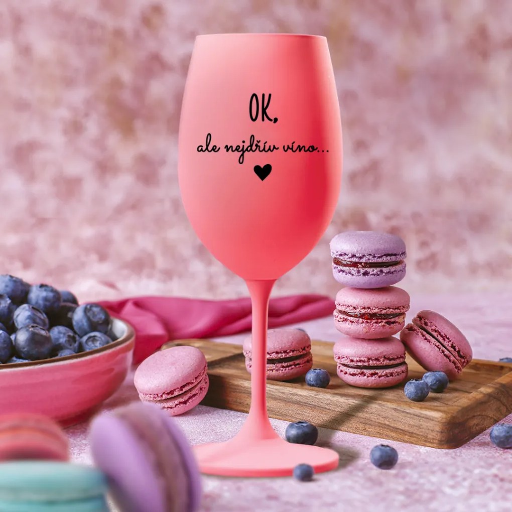 Ahome CZ Růžová sklenice na víno 450ml - OK, nejdřív víno