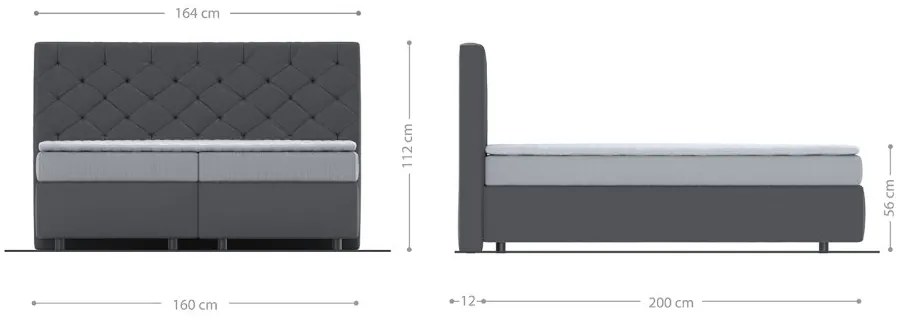 Boxspring postel Dream-Great 160x200 cm mikrovlákno stříbrně šedá