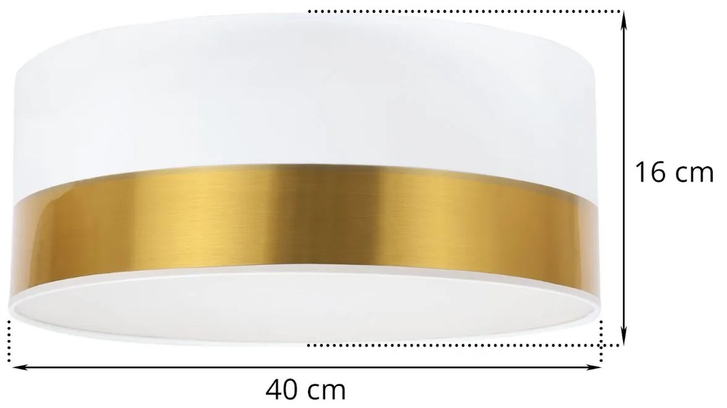 Stropní svítidlo Elegance, 1x zlaté/bílé textilní stínítko, (bílé plexisklo), (fi 40cm)