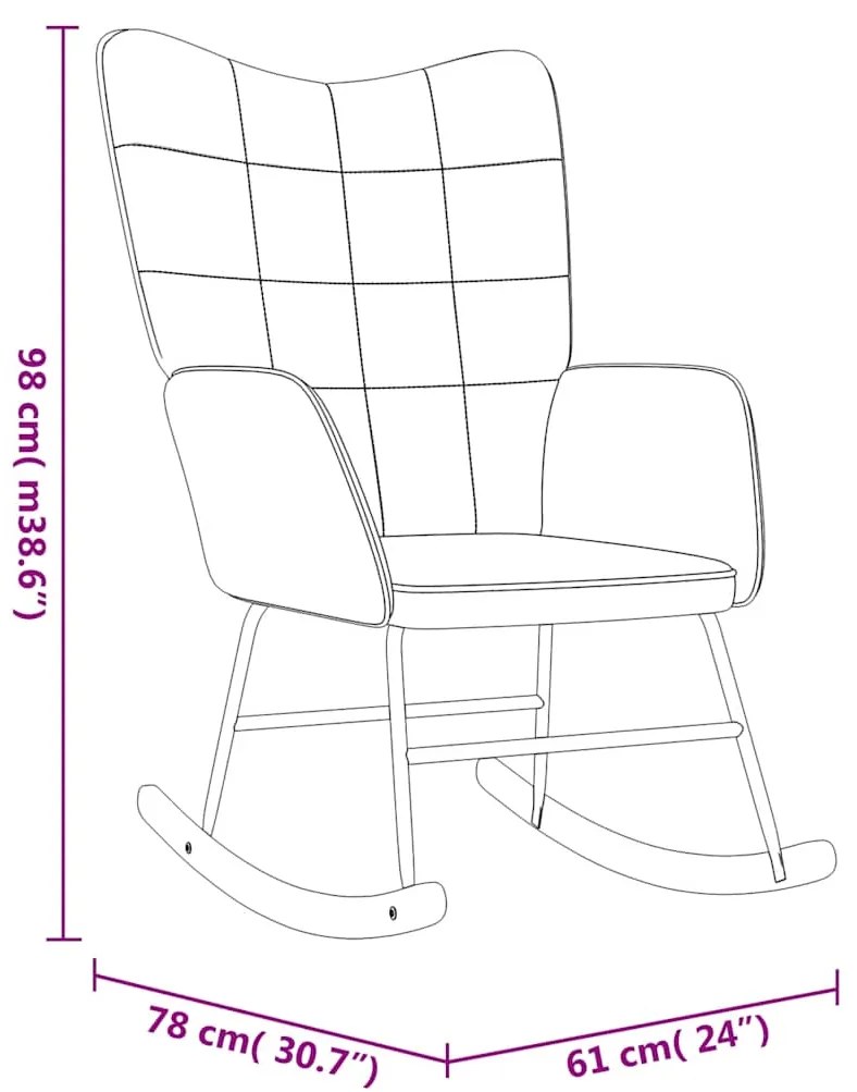 Houpací křeslo tmavě šedé samet a PVC